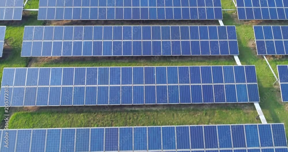 Aerial view of solar energy panels, solar panels, Solar power plants ...