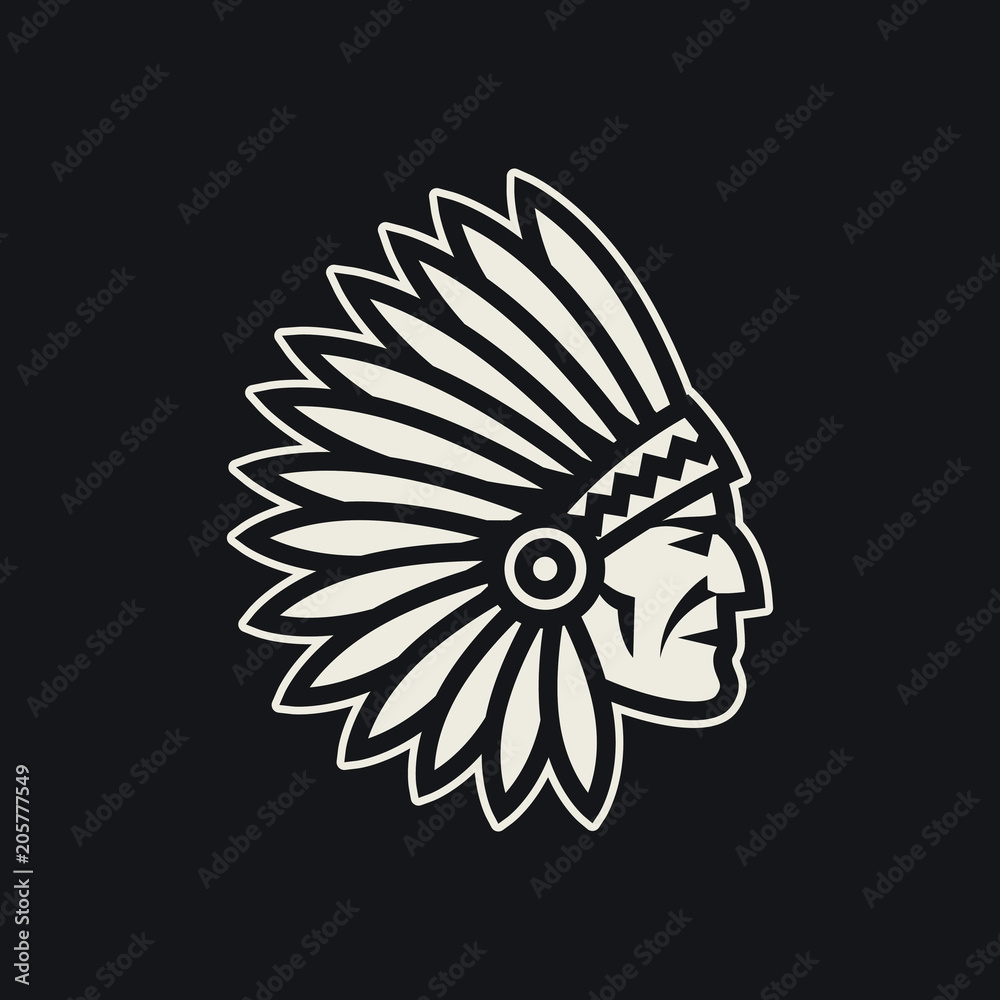 American native chief head icon. Indian logo Stock Vector | Adobe Stock