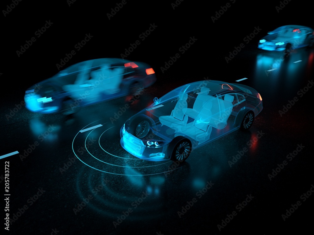 Driverless autonomous vehicle with lidar technology Stock Illustration ...