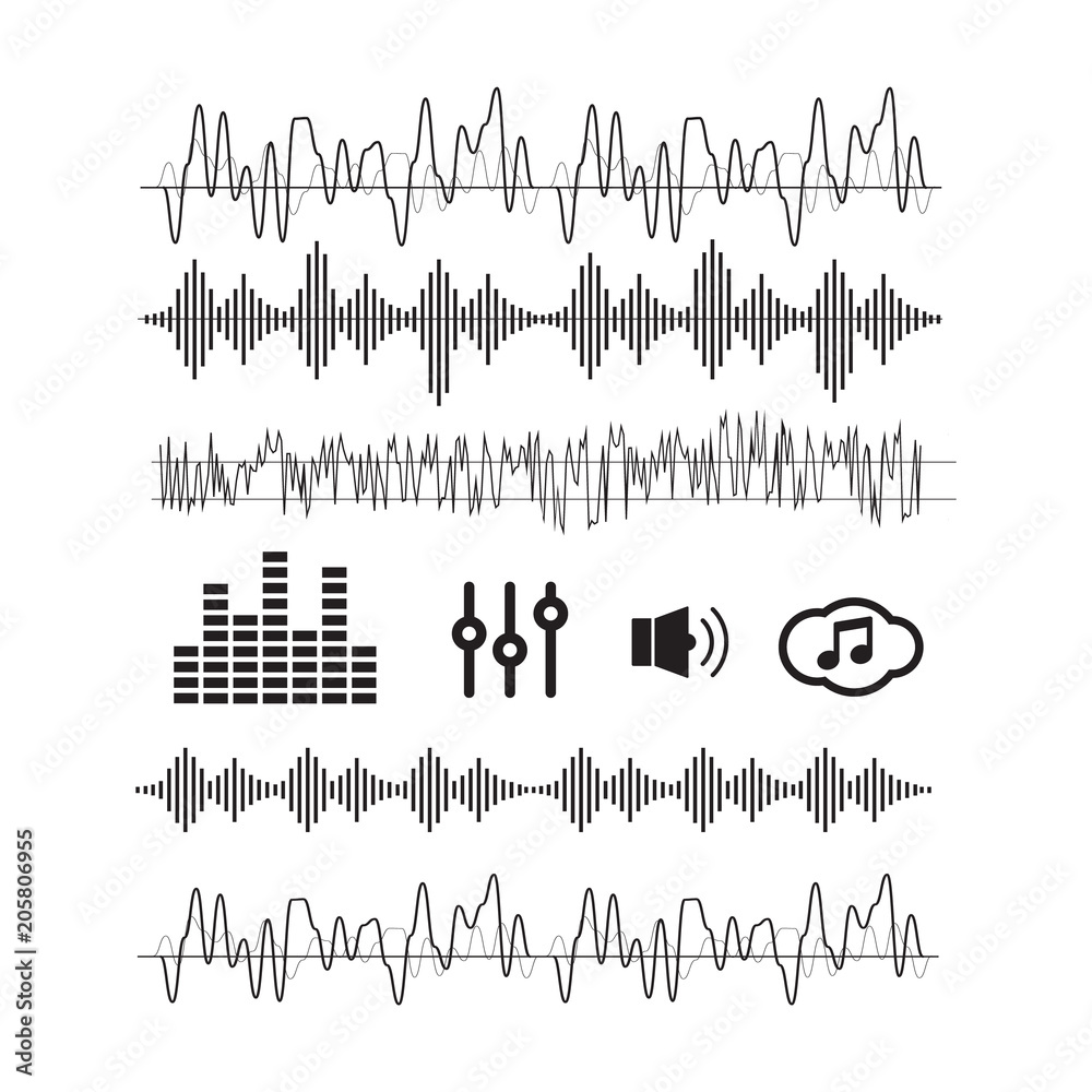 Sound waves concept. Sound waves vector. Sound waves sign and symbol in ...