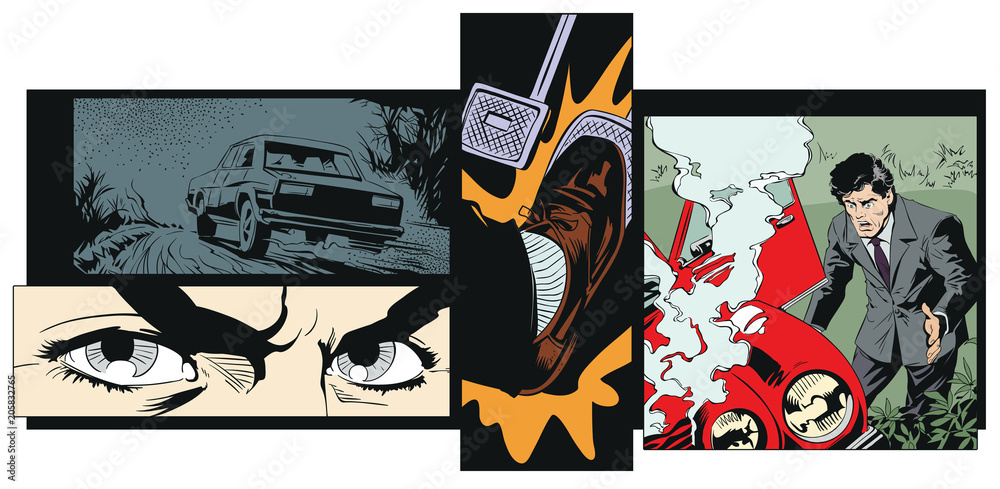 Collage on theme car accident. Stock Vector | Adobe Stock