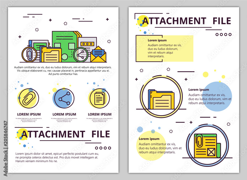 Vector line art file attachment poster template Stock Vector | Adobe Stock
