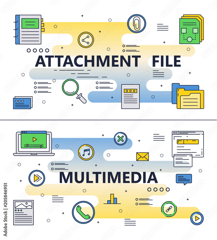 Vector line art file attachment multimedia templates Stock Vector ...