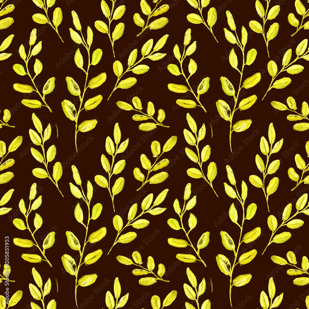 Seamless Realistic Watercolor Greenery Pattern. Hand Drawn Eucalyptus ...