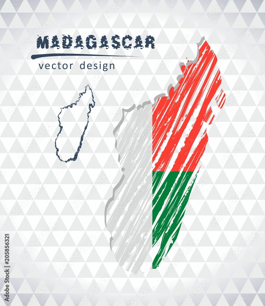 Map of Madagascar with hand drawn sketch pen map inside. Vector ...