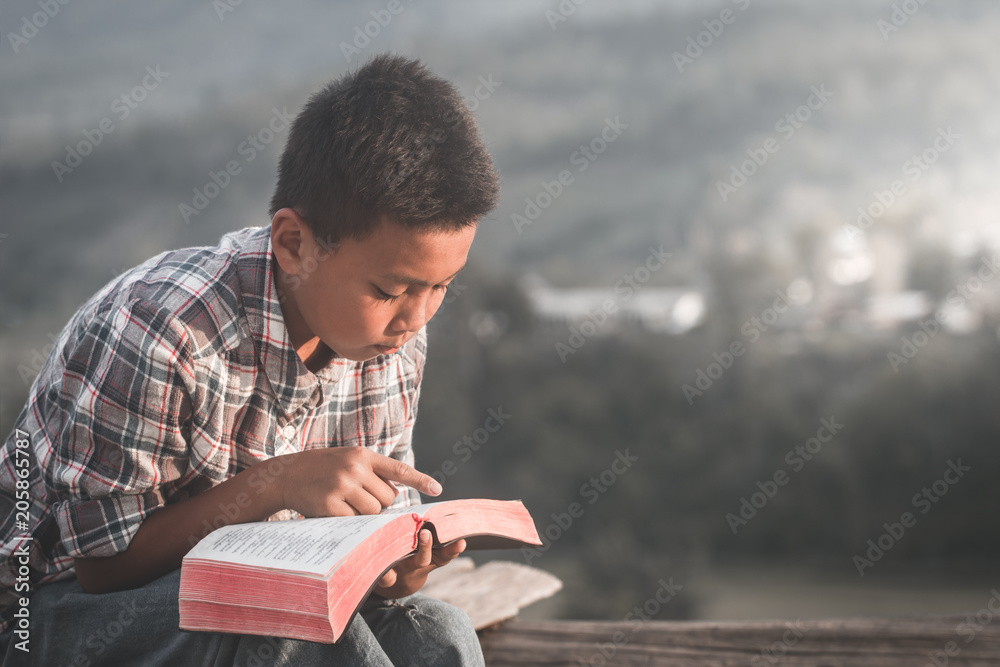 boy reading the scriptures. Stock Photo | Adobe Stock