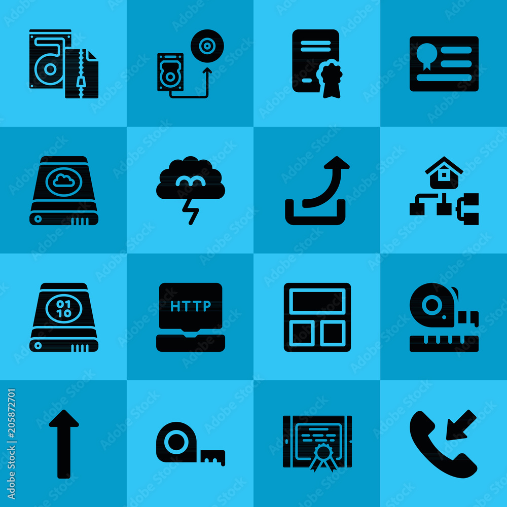 Filled interface 16 vector icons set. 16 icons page symbol for your web ...