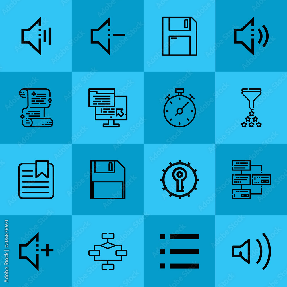 Outline interface 16 vector icons set. 16 icons page symbol for your ...