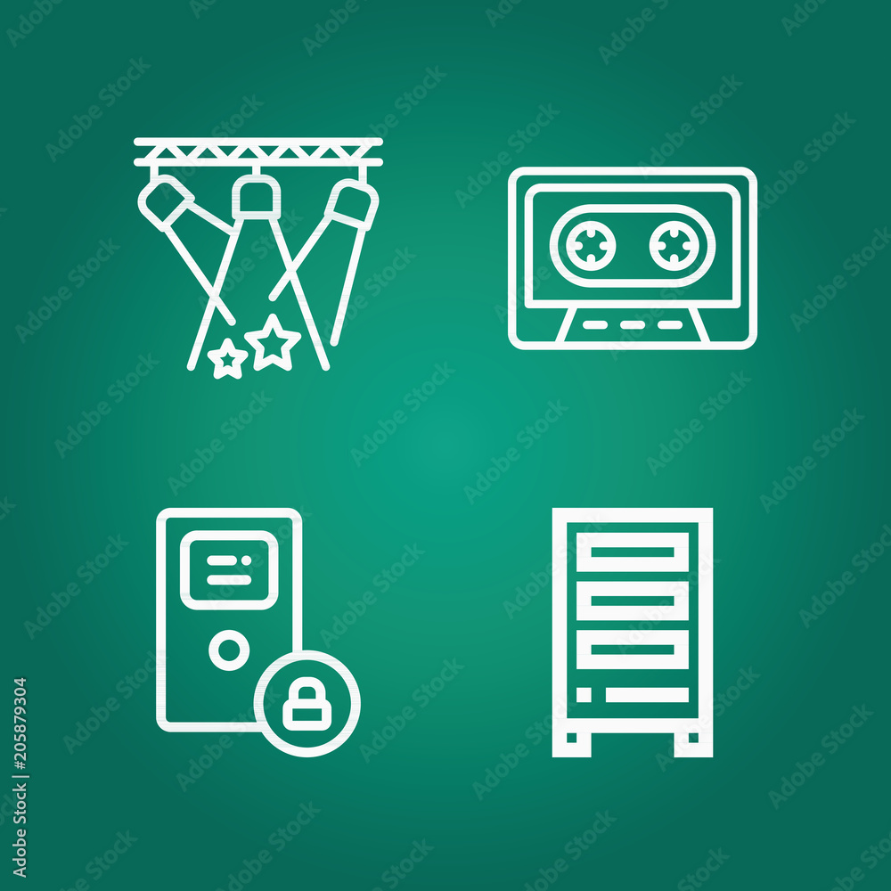 Outline technology 4 vector icons set. 4 icons page symbol for your web ...