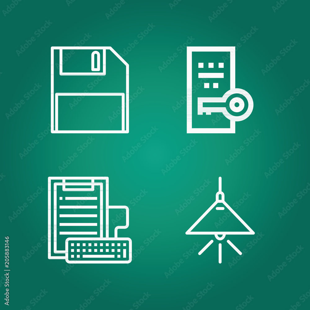 Outline technology 4 vector icons set. 4 icons page symbol for your web ...