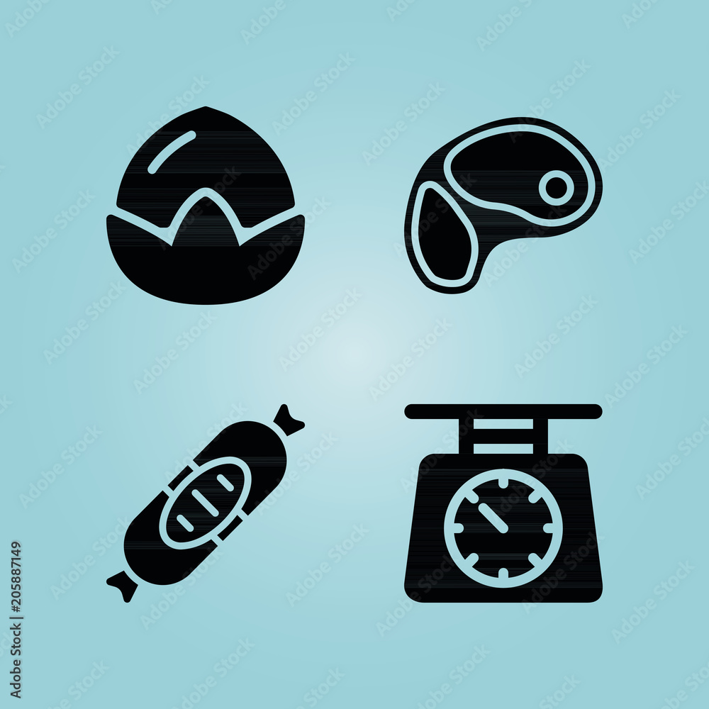 Filled food 4 vector icons set. 4 icons page symbol for your web site ...