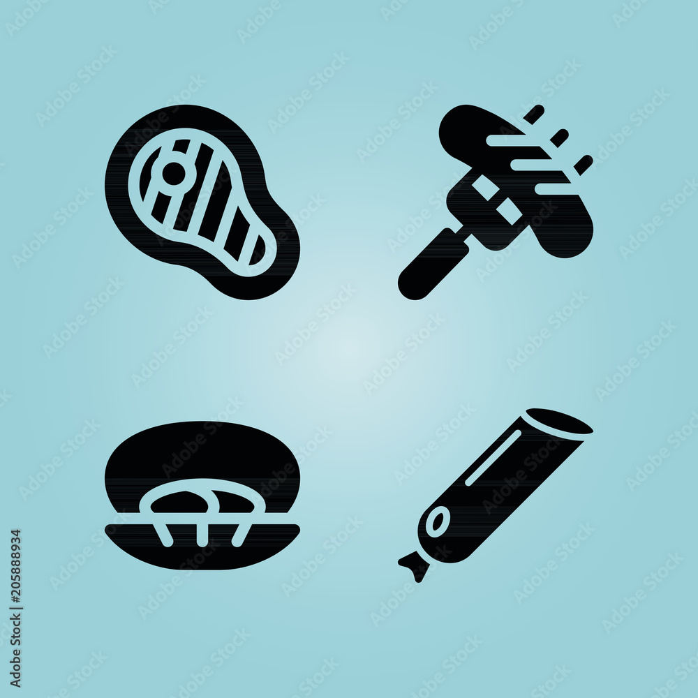Filled food 4 vector icons set. 4 icons page symbol for your web site ...
