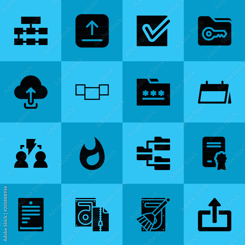 Filled interface 16 vector icons set. 16 icons page symbol for your web ...