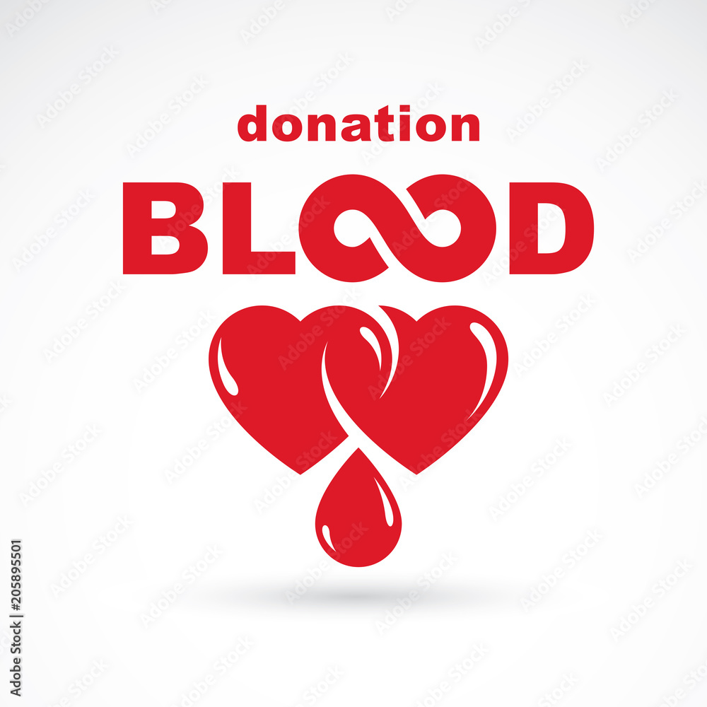 Blood donation inscription isolated on white and created with vector ...