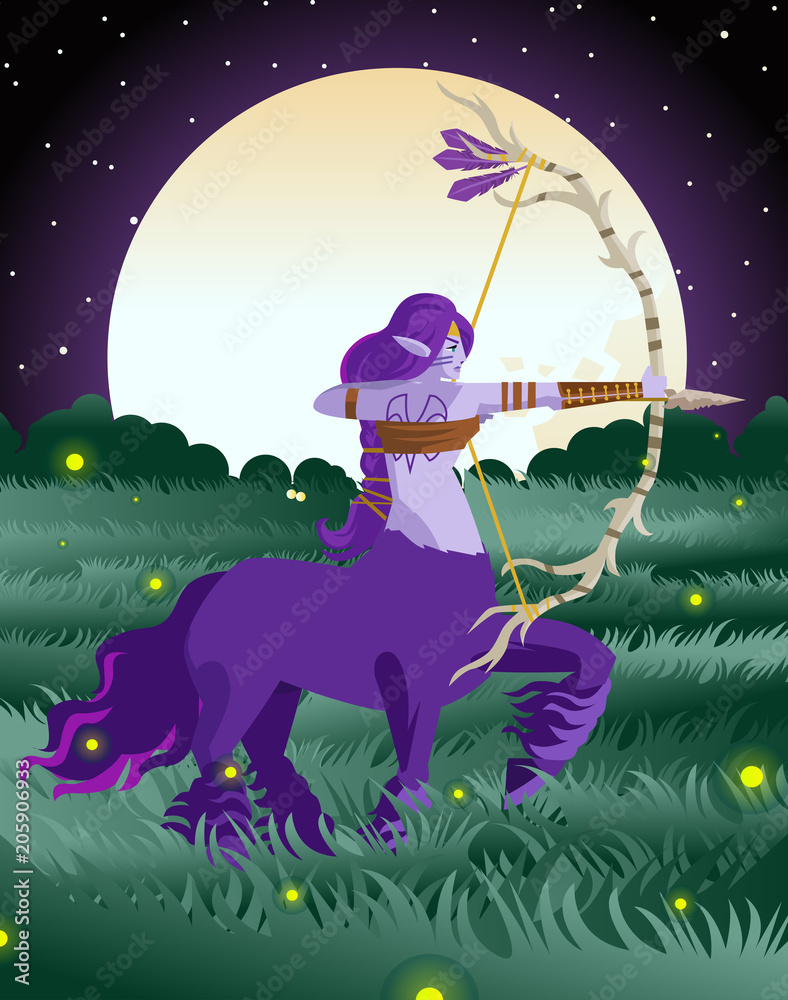 purple huntress dryad centaur Stock Vector | Adobe Stock