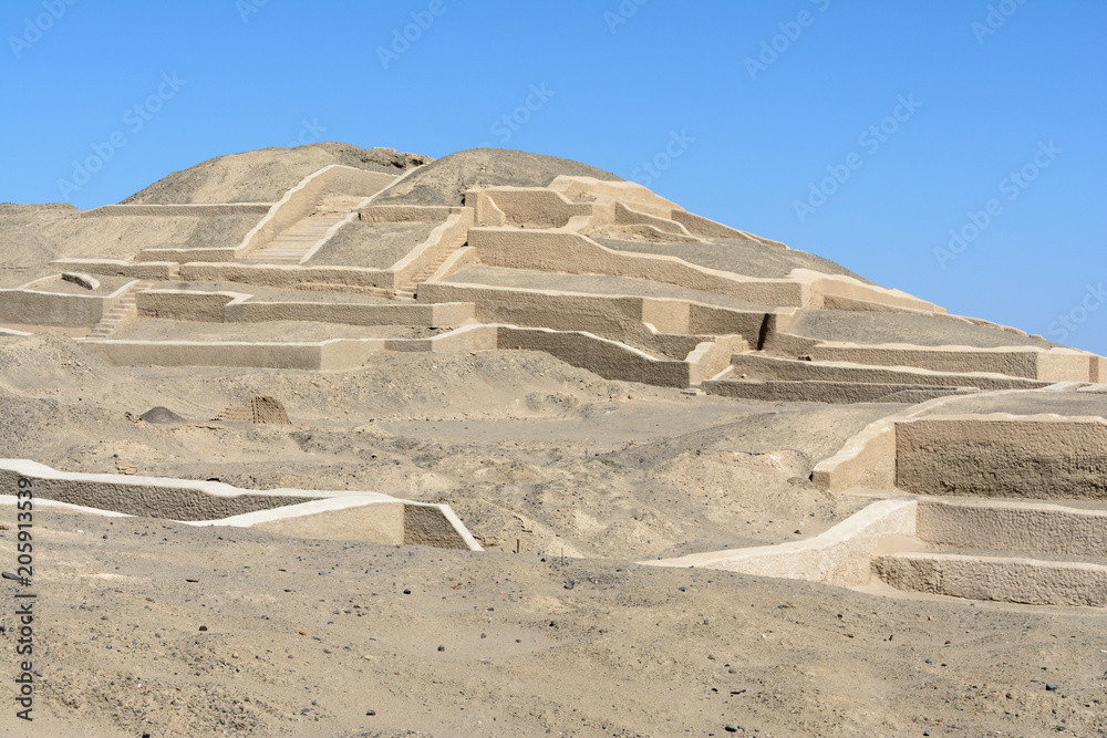 Adobe pyramid at Cahuachi, the main ceremonial center of Nazca culture ...