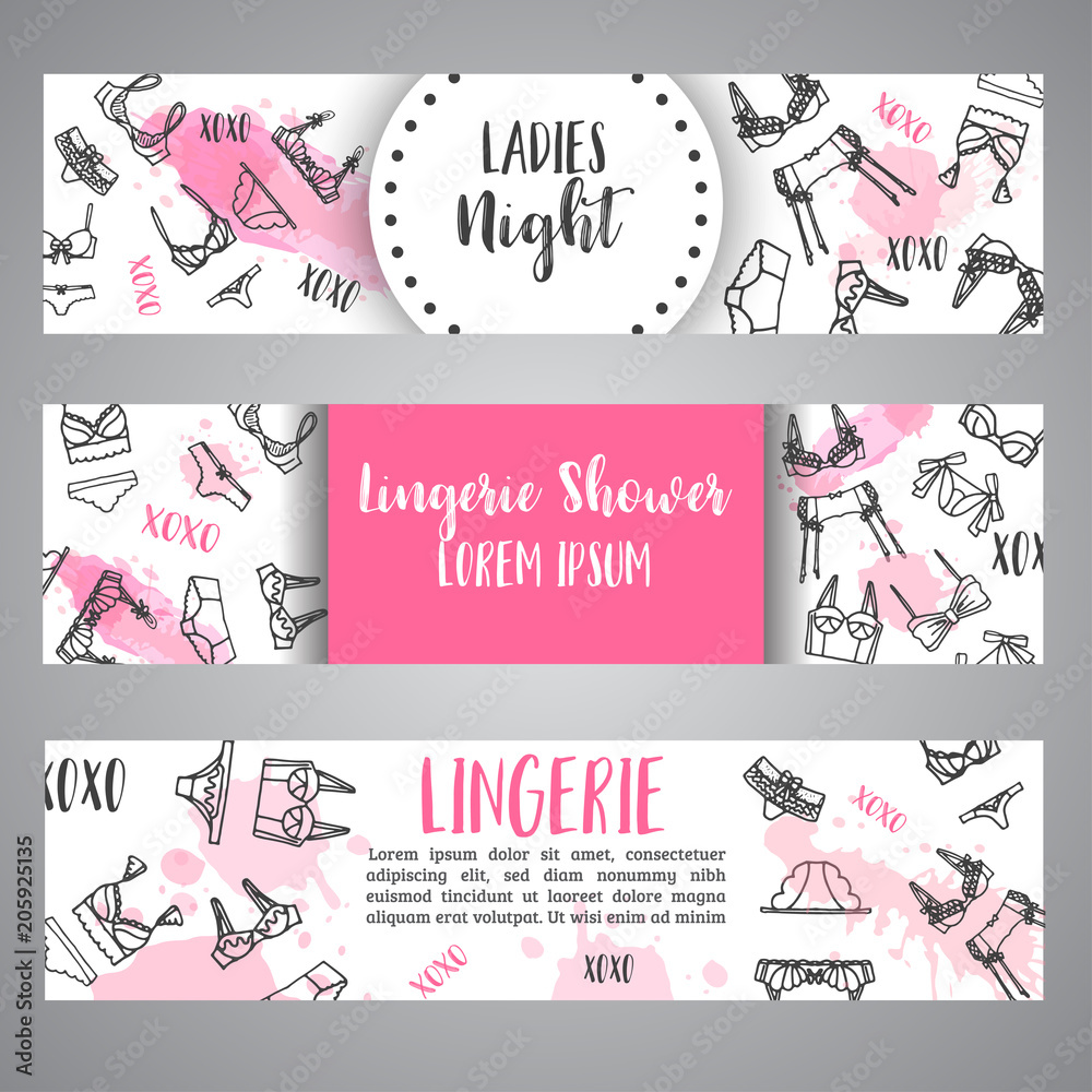 Lingerie horizontal banners Fashion bra and pantie. Web header template ...