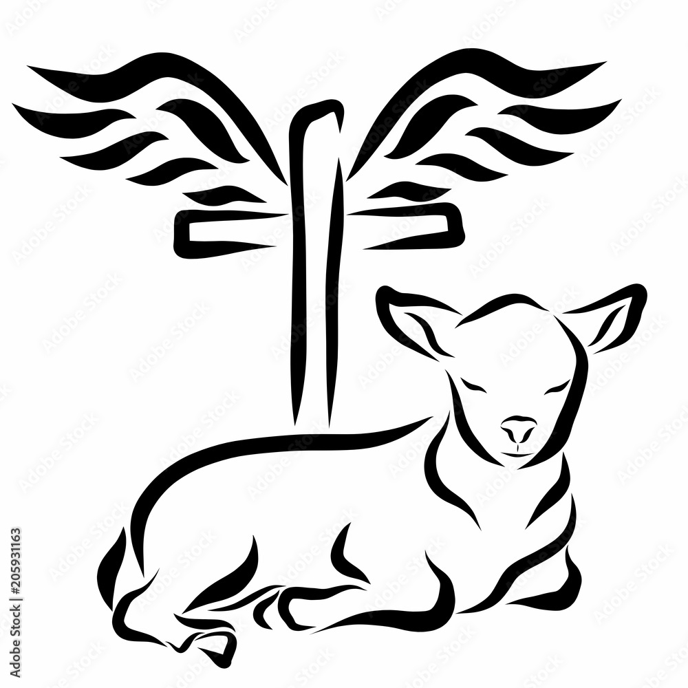 Lamb With Cross Clipart