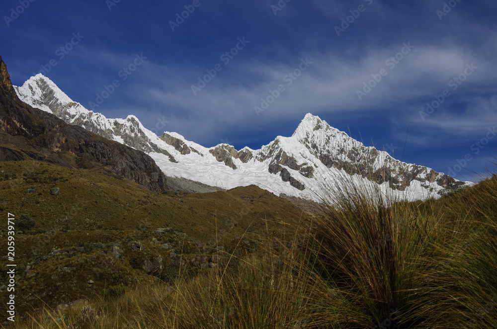 Amazing landscape around Alpamayo, one of highest mountain peaks in ...