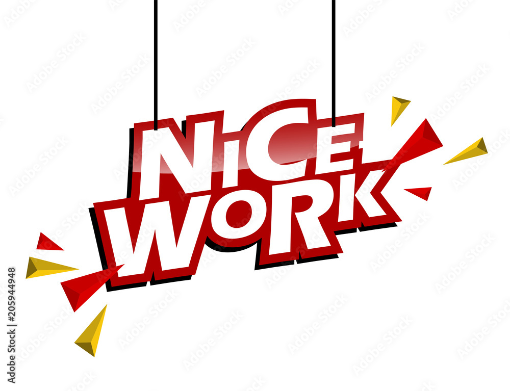 red and yellow tag nice work Stock Vector | Adobe Stock