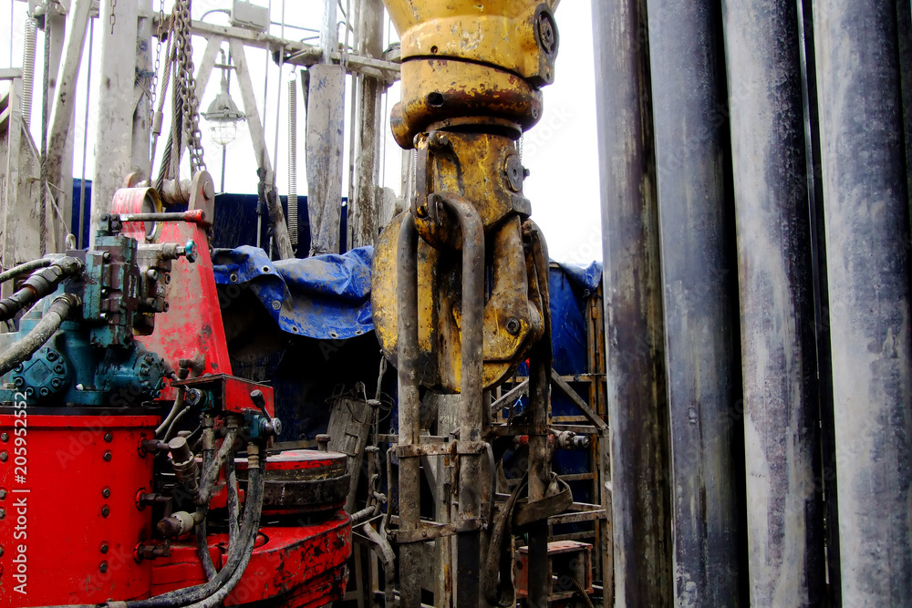 downstream of a pipe for oil production. Drilling an oil well inside a ...
