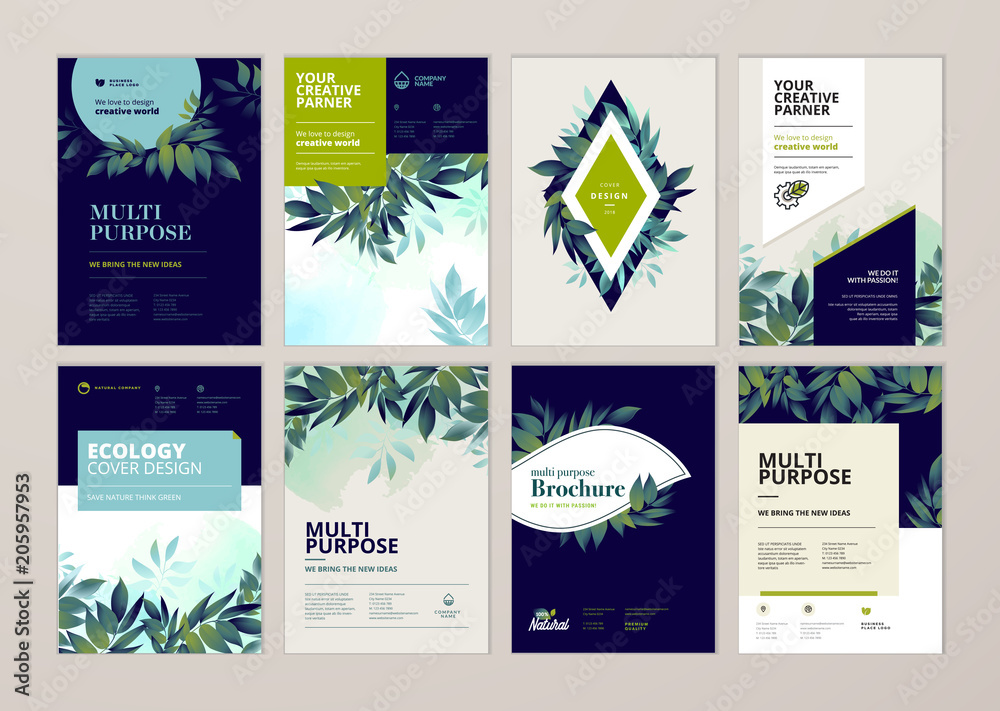 Set of brochure and annual report cover design templates on the subject ...