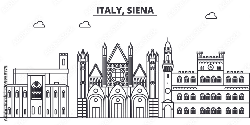 Italy, Siena line skyline vector illustration. Italy, Siena linear ...