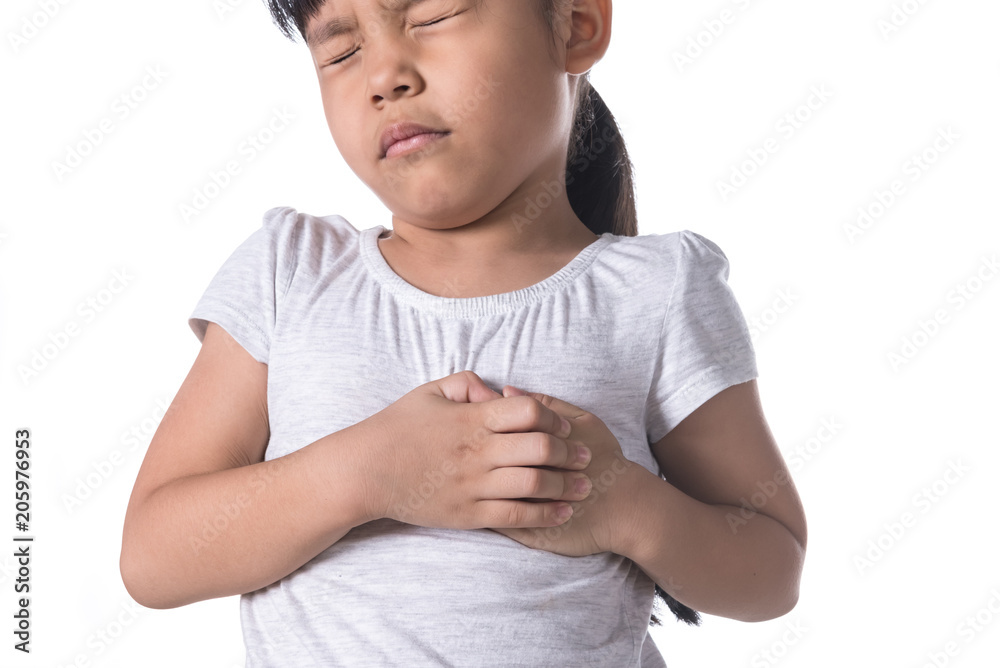 chest pain in child acute pain possible heart attack isolated on white ...