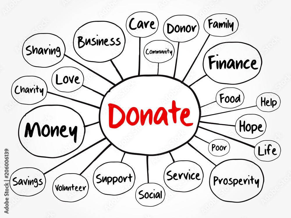 Donate mind map flowchart, business concept for presentations and ...