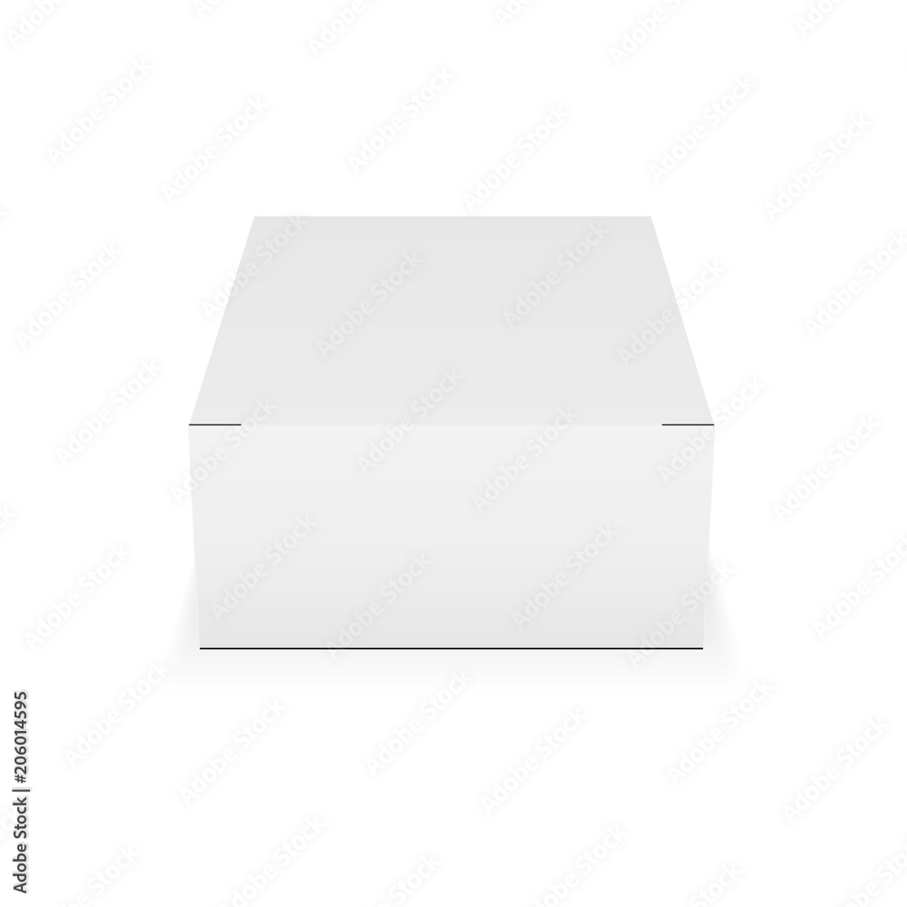 Cardboard rectangular box mockup - front view. Vector illustration ...