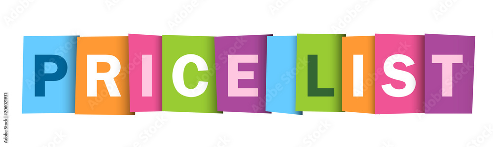 PRICE LIST colourful vector letters icon Stock ベクター | Adobe Stock