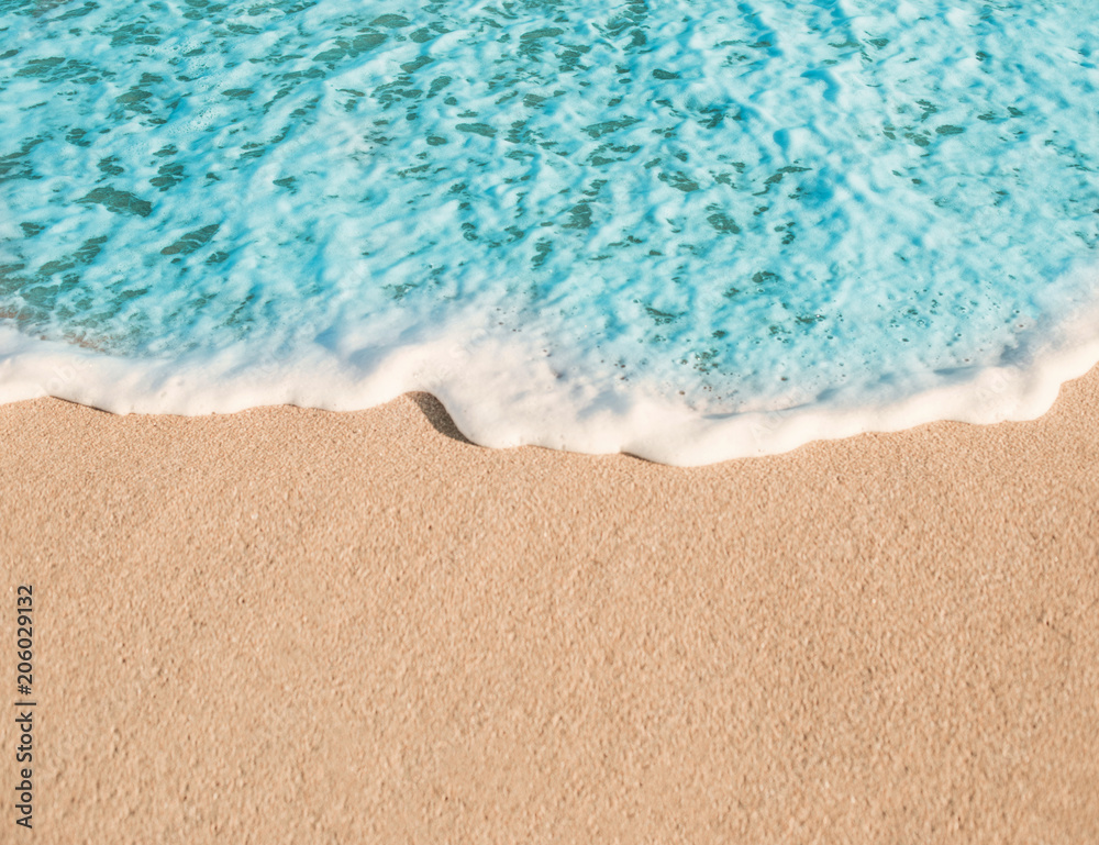 Soft Wave of Blue ocean in Summer. Empty Sandy Beach Textured ...