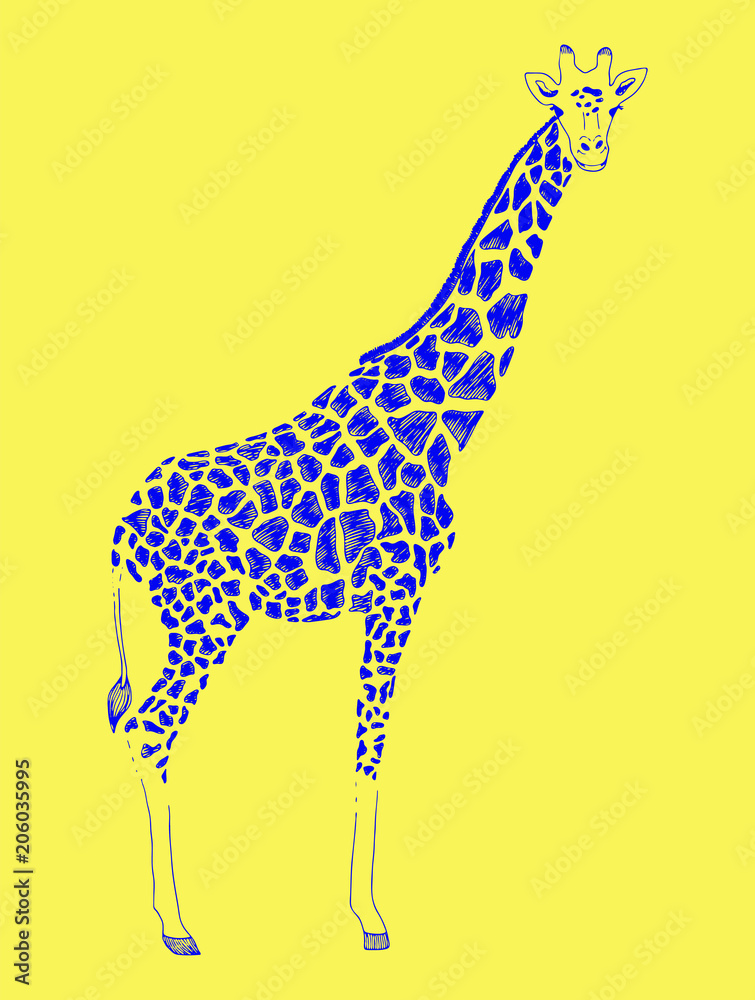 Dark Blue Giraffe Print