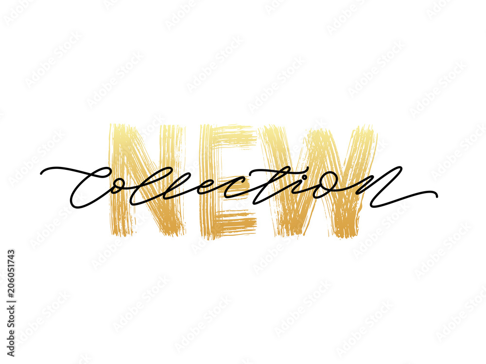 New collection gold text on white background.. Modern brush calligraphy ...