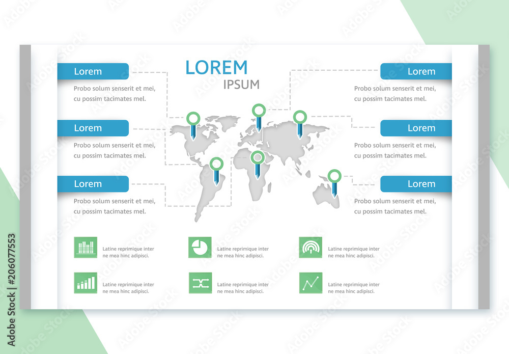 World Map Infographic Layout Stock Template | Adobe Stock