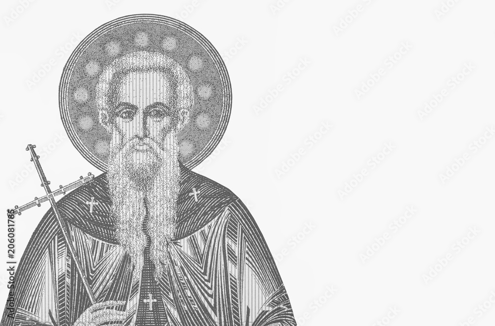 1 lev bill of Bulgaria, reddish pattern, St. John of the Riva (John of ...