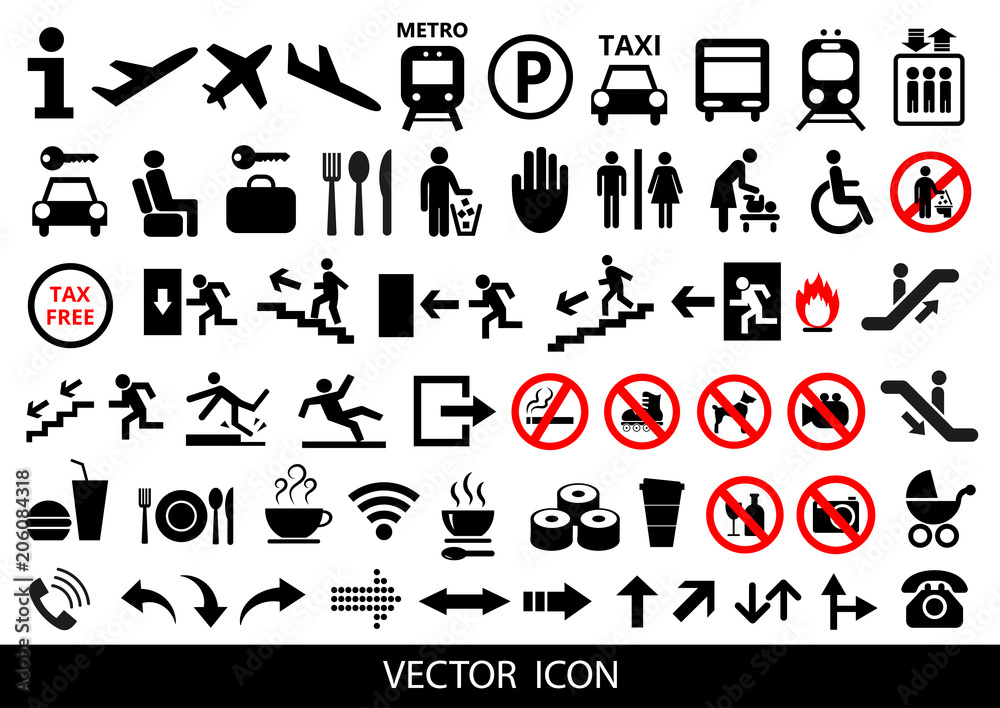 Set of public icons on white background. Vector illustration. Stock ...