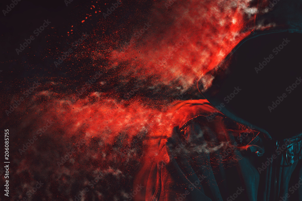 Criminal person with hoodie dissolving Stock Photo | Adobe Stock