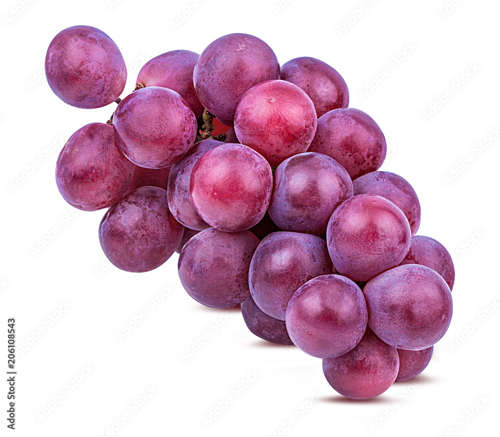 Fresh purple grapes isolated on white background with clipping pass ...
