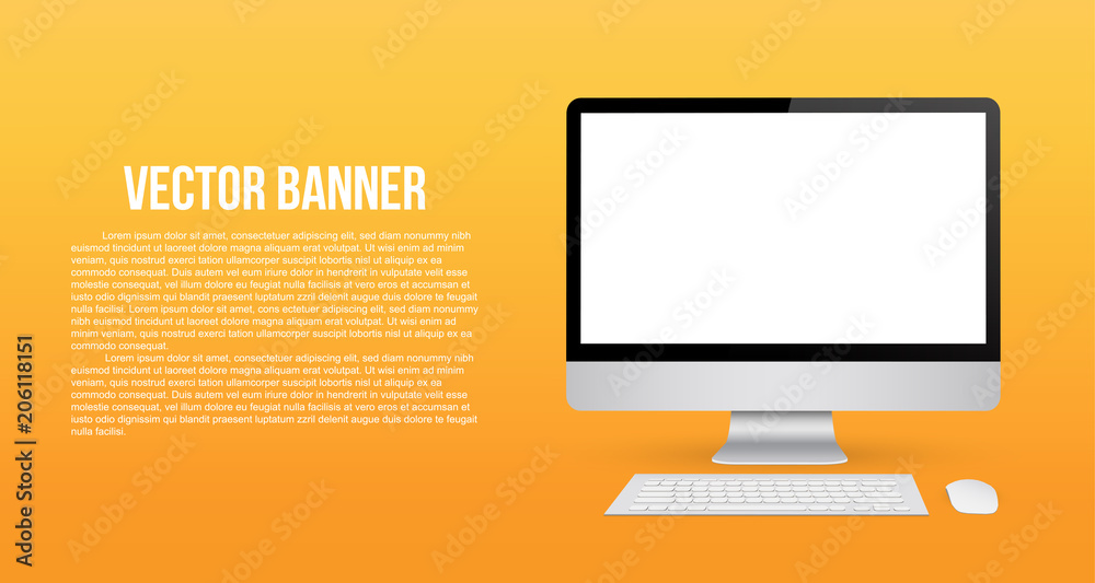 Creative vector illustration of render monitor mock up with blank ...