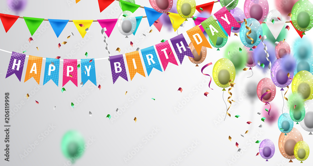 Birthday balloons template. Luxury shiny colorful balloons vector ...