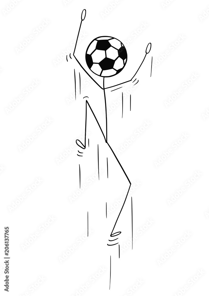 Cartoon stick man drawing conceptual illustration of character with ...