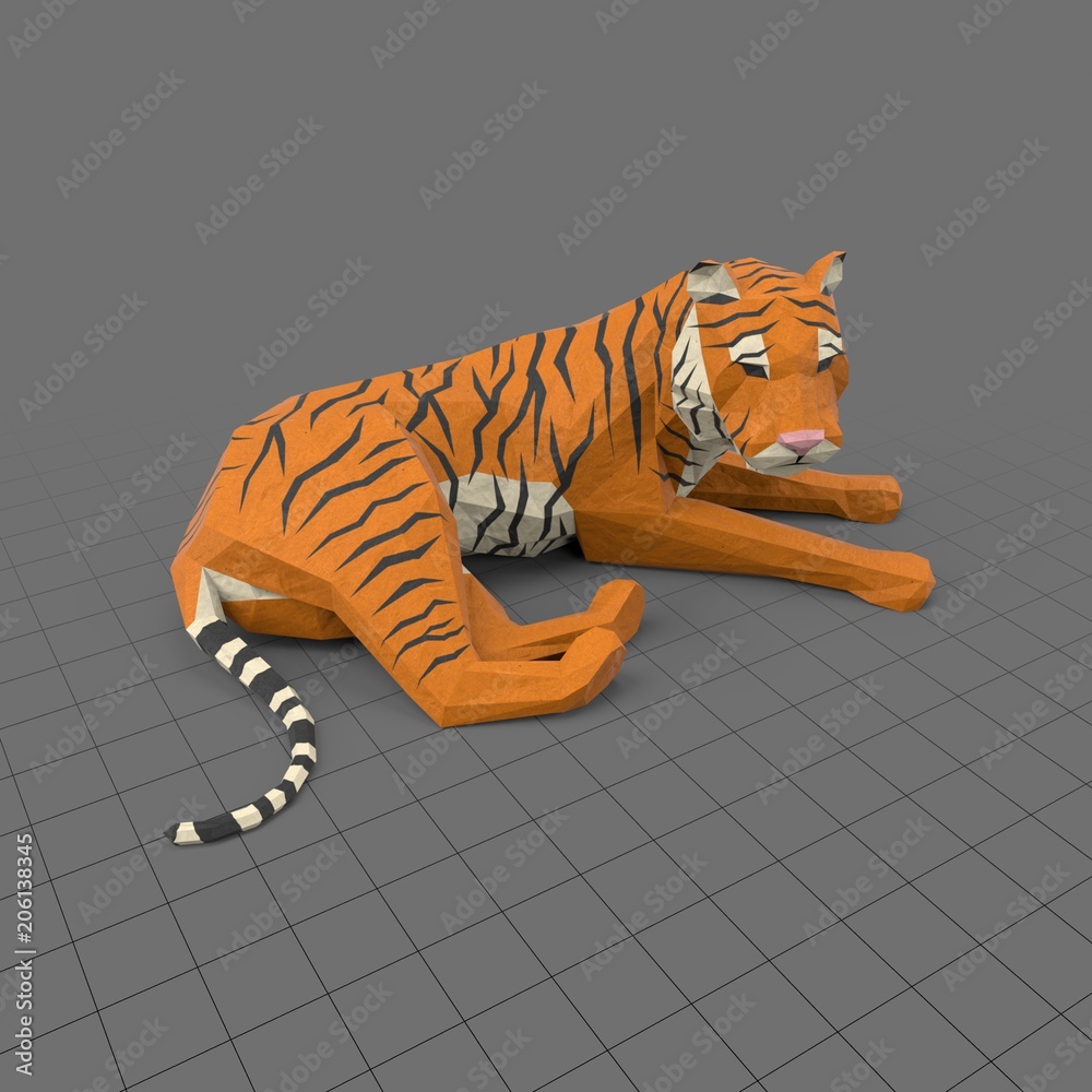 Stylized tiger lying down Stock 3D asset | Adobe Stock