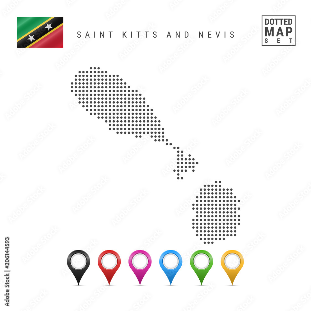Vector Dotted Map of Saint Kitts and Nevis. Silhouette of Saint Kitts ...