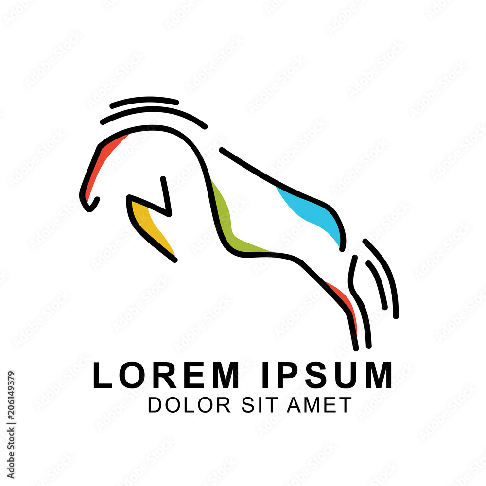 horse logo design. minimalist outline horse logo Stock Vector | Adobe Stock