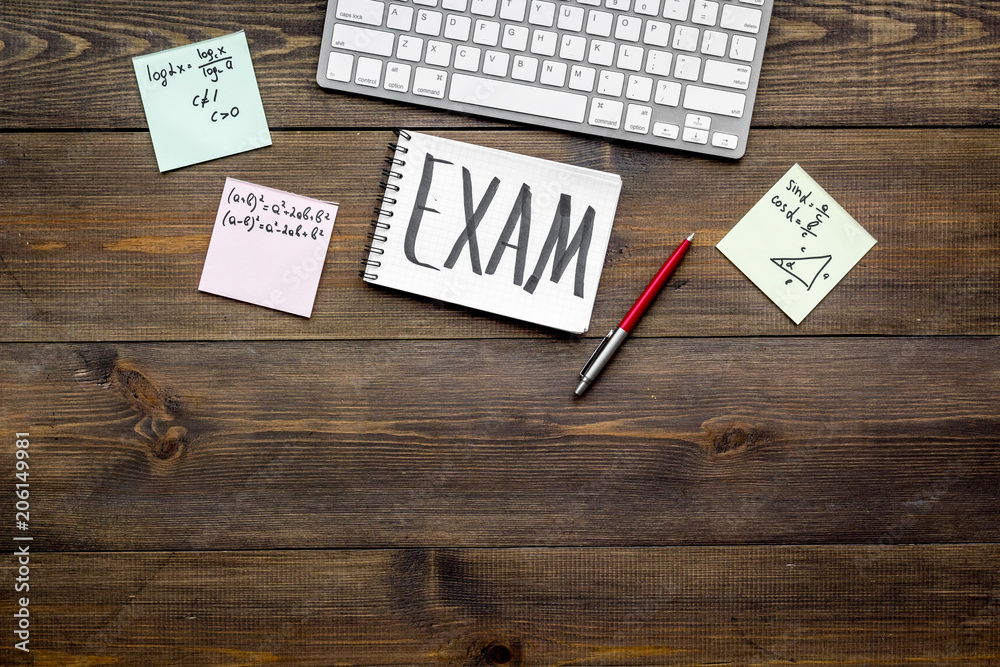 Fotografia do Stock: Preparing for the exam. Word Exam written in ...