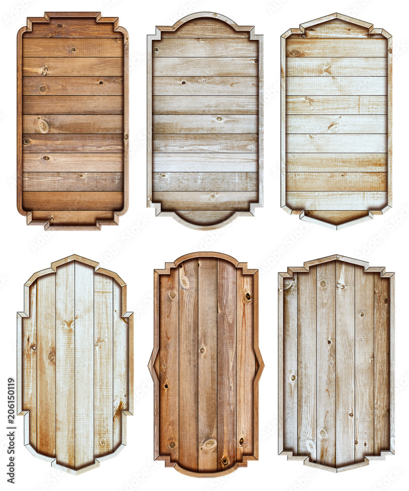 Wooden sign frame border vintage label design, isolated on white ...