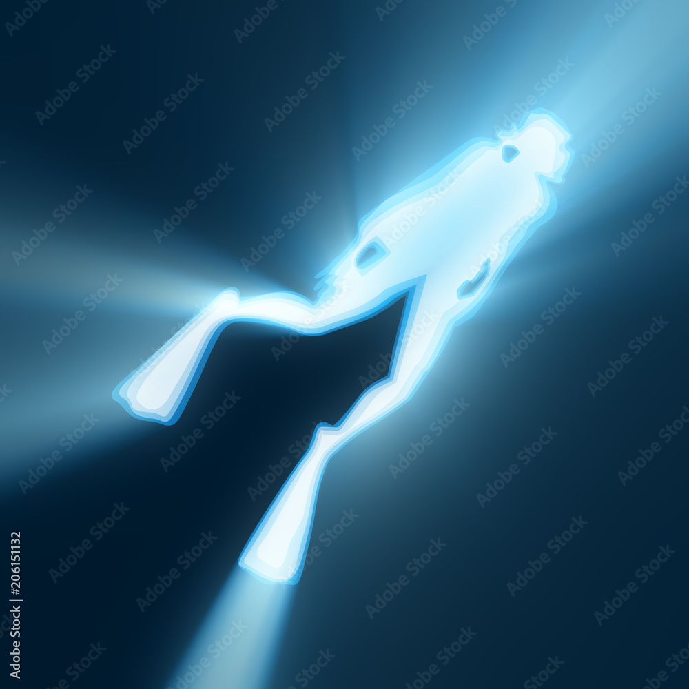 Silhouette of diver. Icon diver. The concept of sport diving. Abstract ...