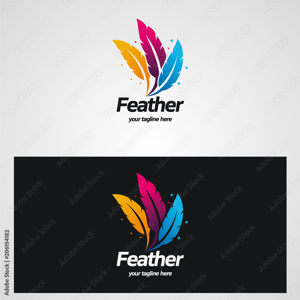 Colorful Feather Logo Designs Template Stock Vector | Adobe Stock