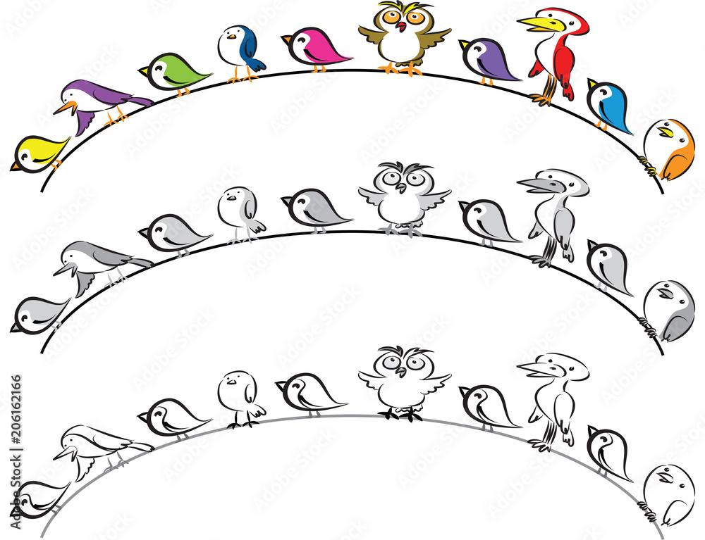 vector cartoon birds border Stock Vector | Adobe Stock